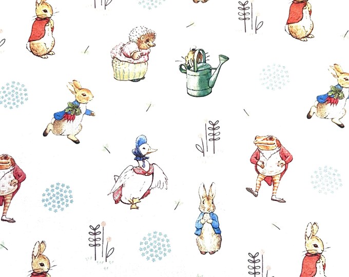 Classic Peter Rabbit Characters Fabric, Beatrix Potter Material, Fat ...
