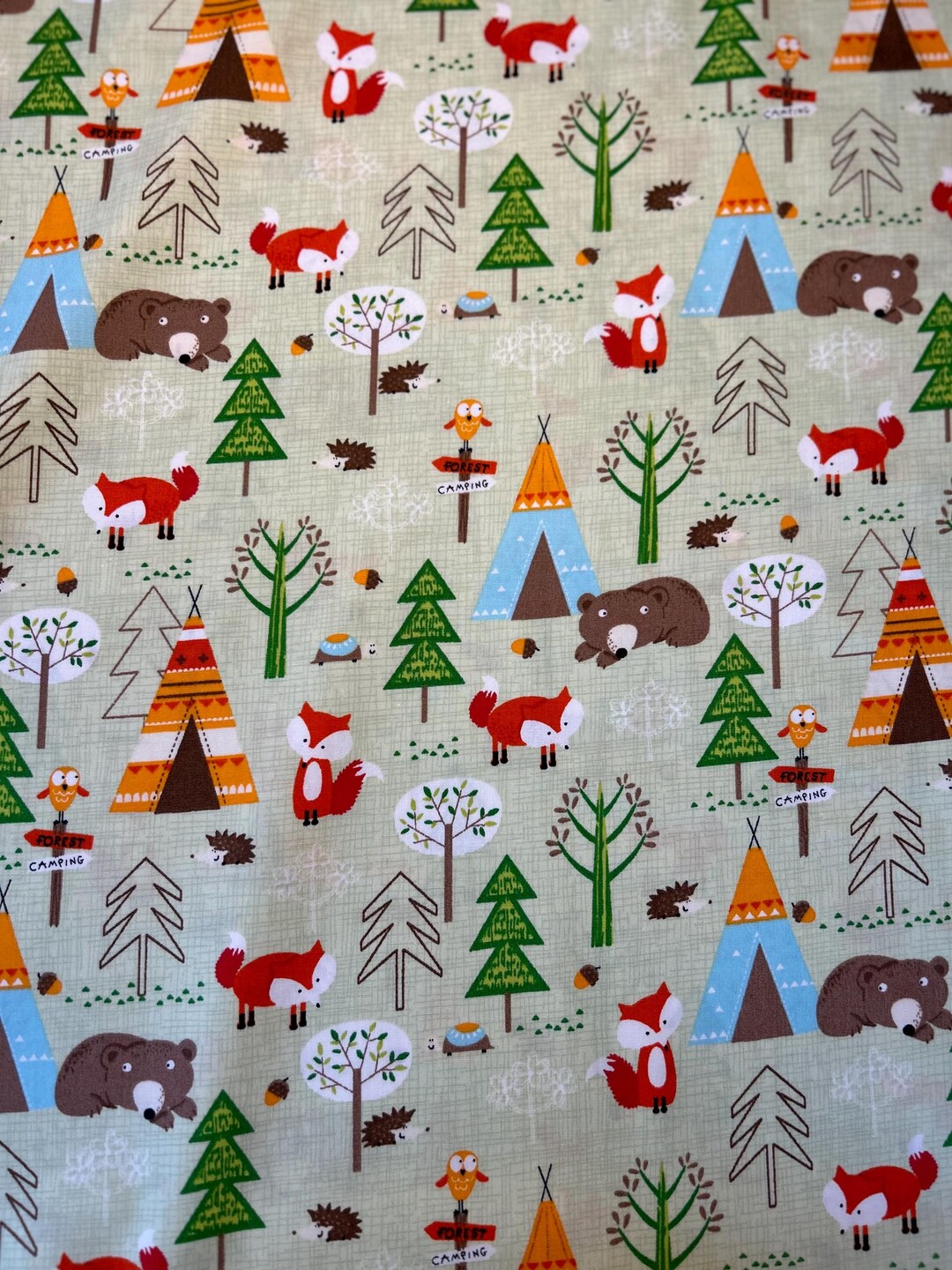 Bear Cotton Poplin Fabric: Nature Print Sewing Material - Etsy
