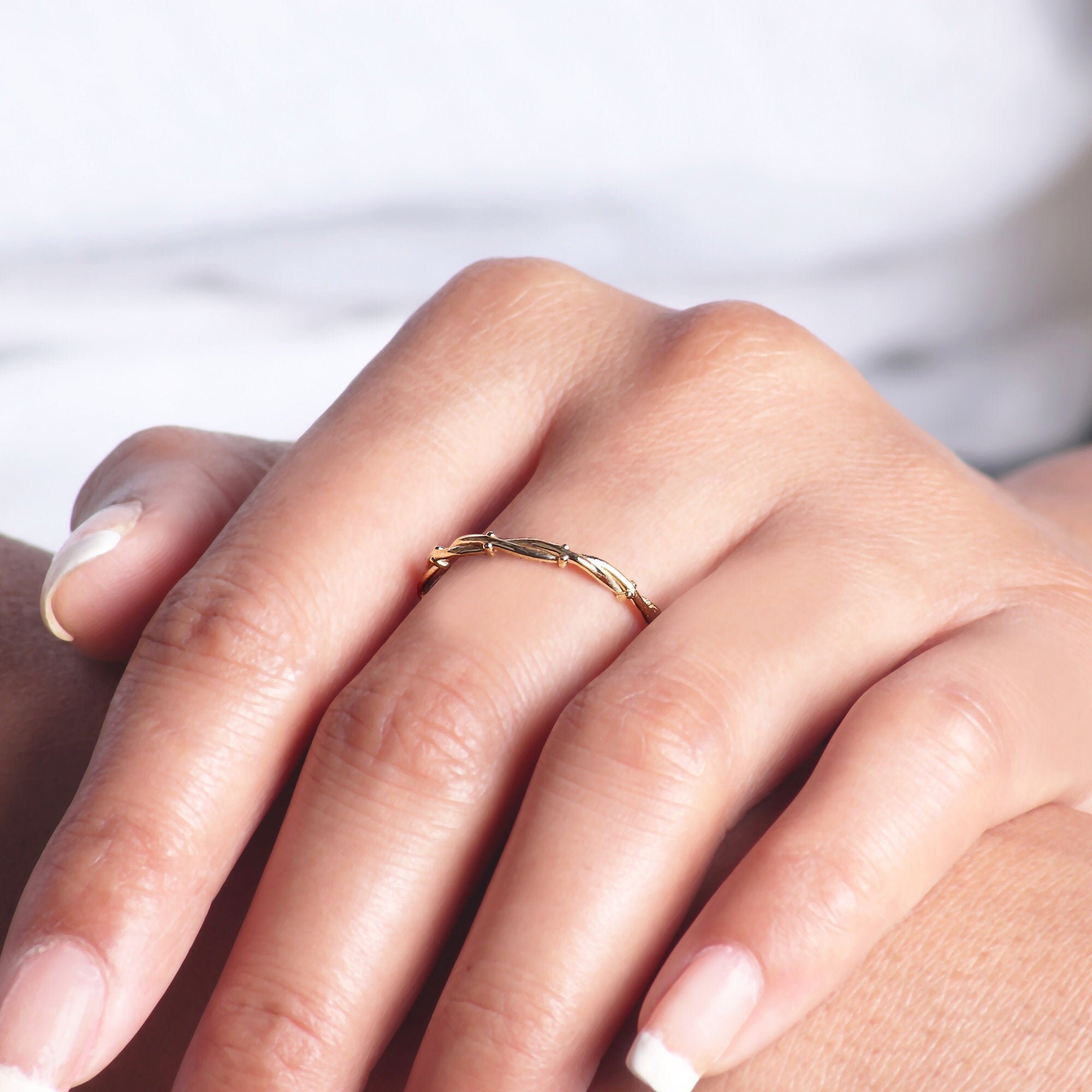 14k Solid Gold Barbed Wire Designer Band Solid 14K Gold Ring | Etsy