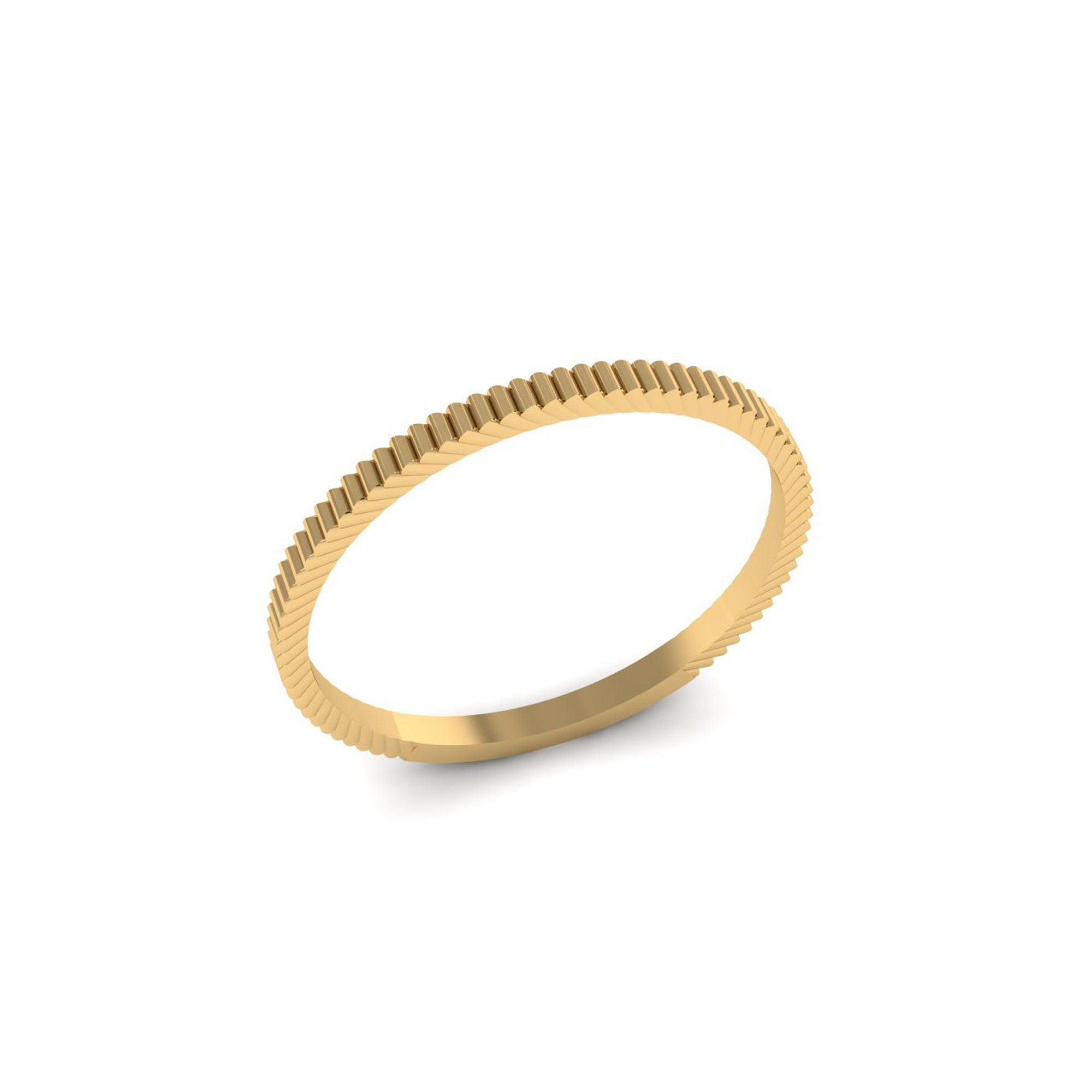Minimalist Gold Ring Ridges Designer Solid 14K Gold Band | Etsy