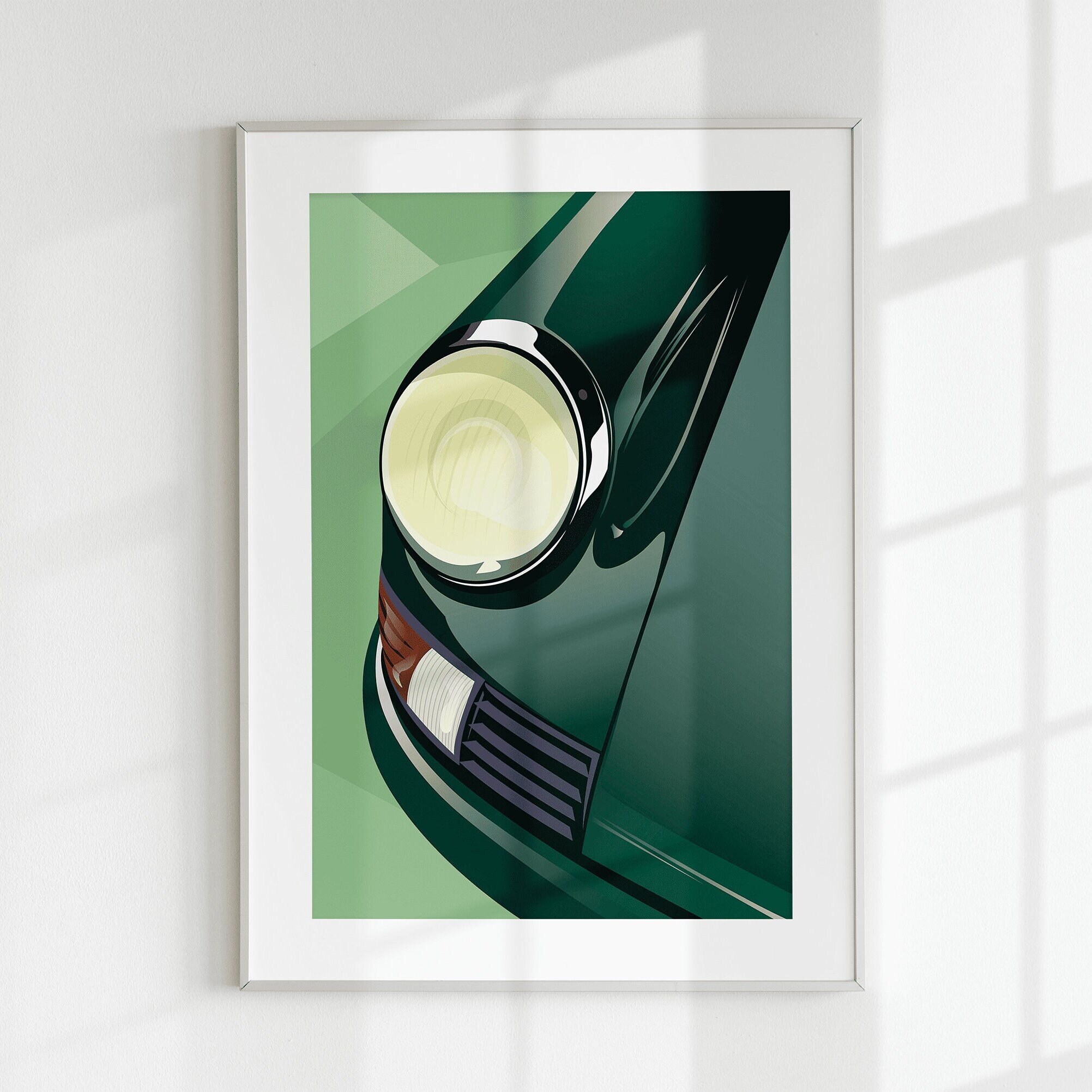 Green Porsche 911 With Headlights and Hood a Wall Art Poster for ...