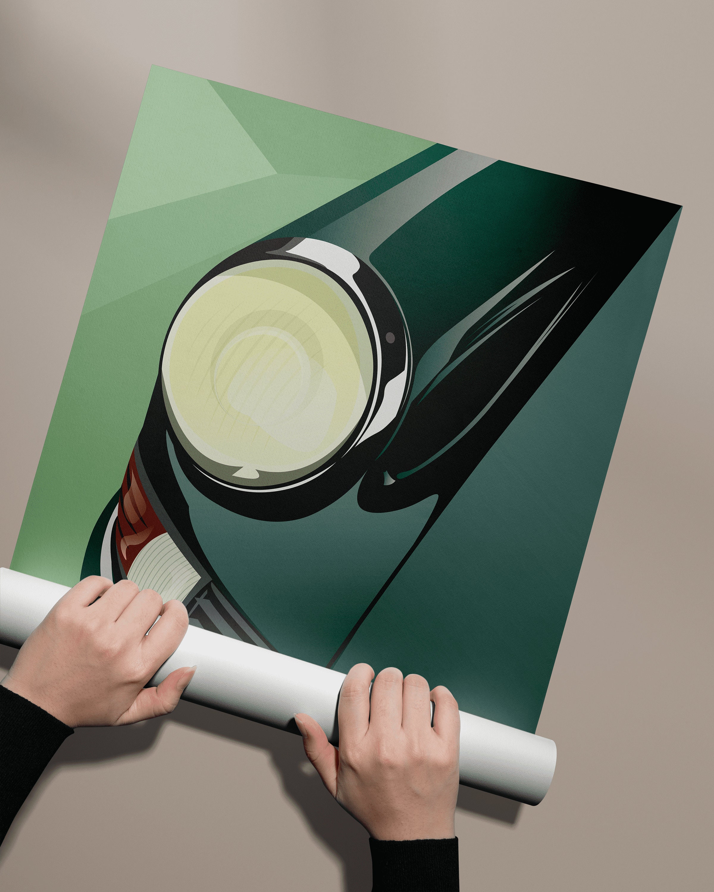 Green Porsche 911 With Headlights and Hood a Wall Art Poster for ...