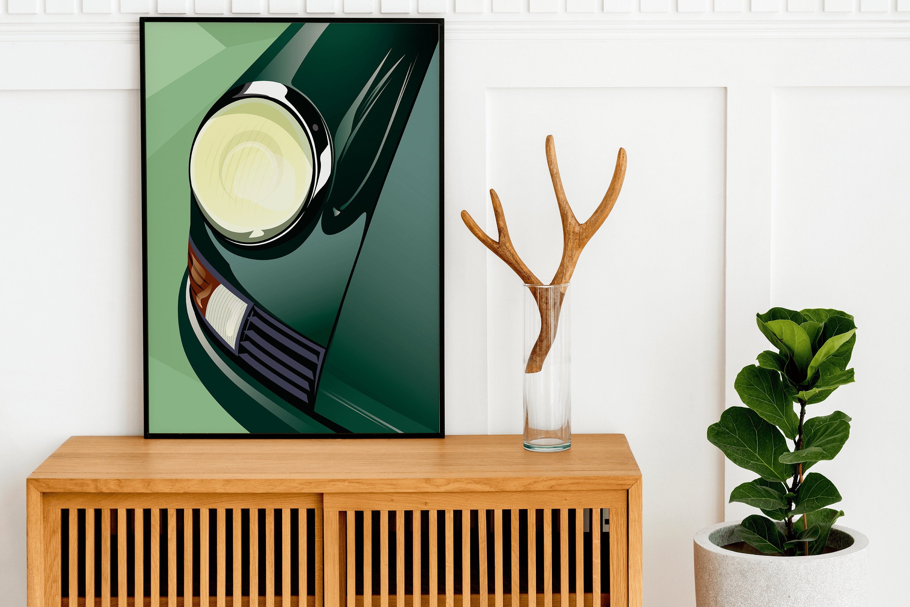 Green Porsche 911 With Headlights and Hood a Wall Art Poster for ...