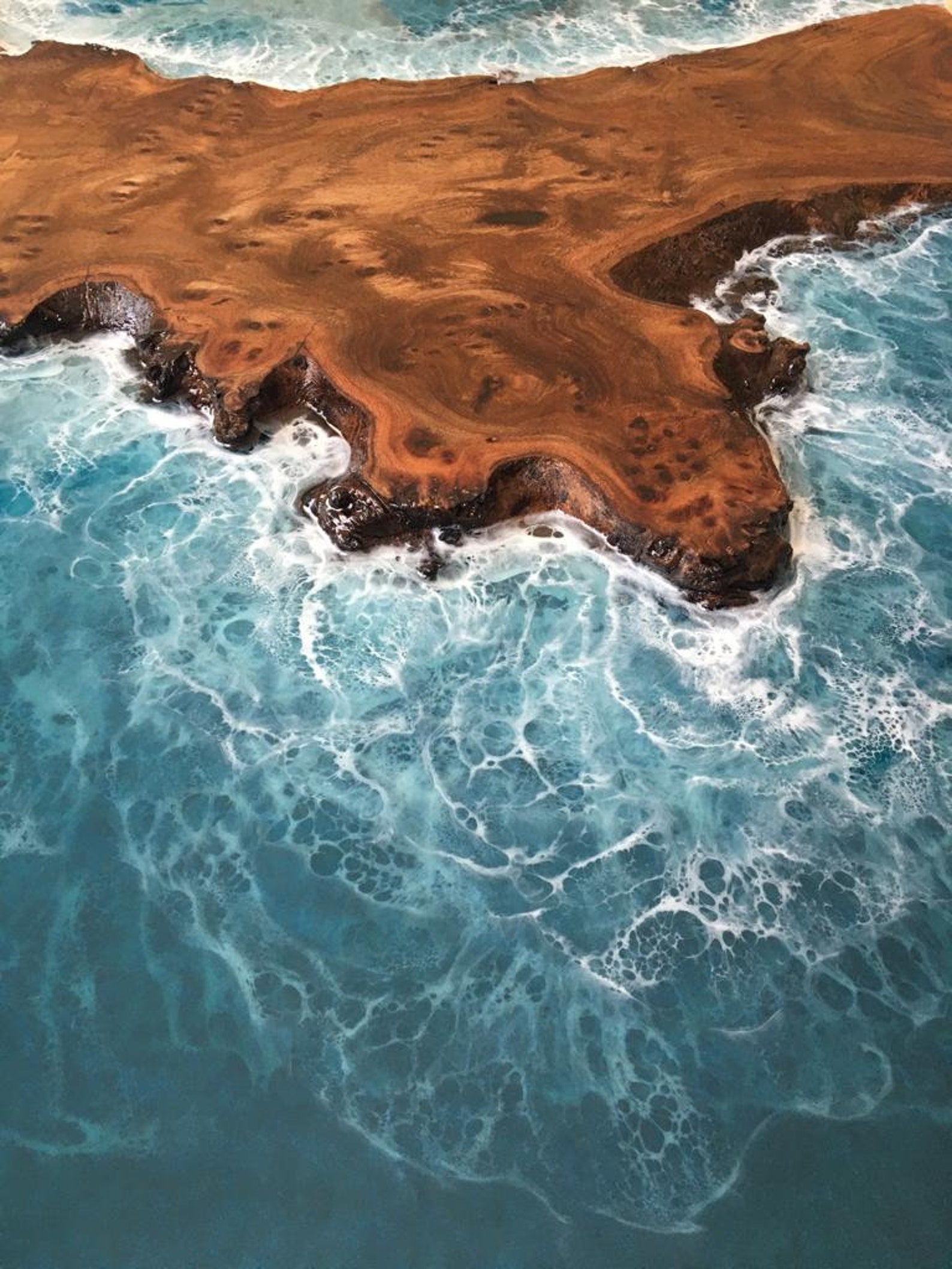 24 Square Ocean Waves Epoxy Resin and Elm Wood Wall Art - Etsy