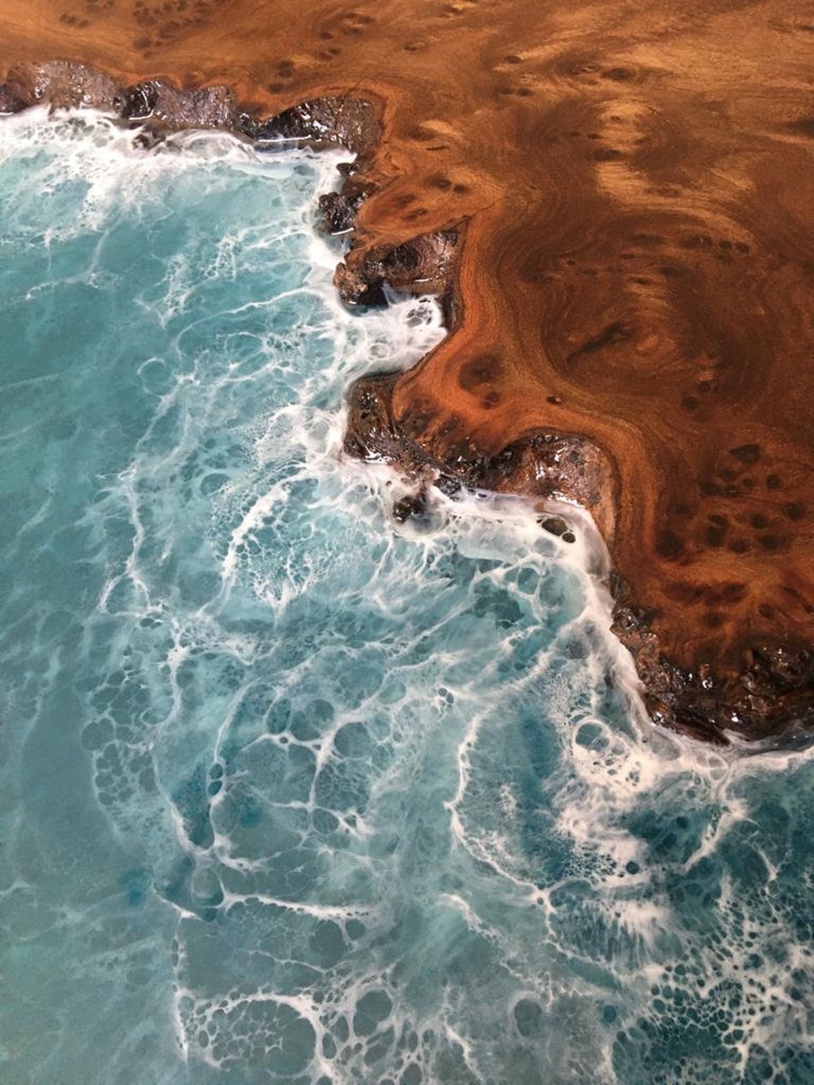 24 Square Ocean Waves Epoxy Resin and Elm Wood Wall Art - Etsy