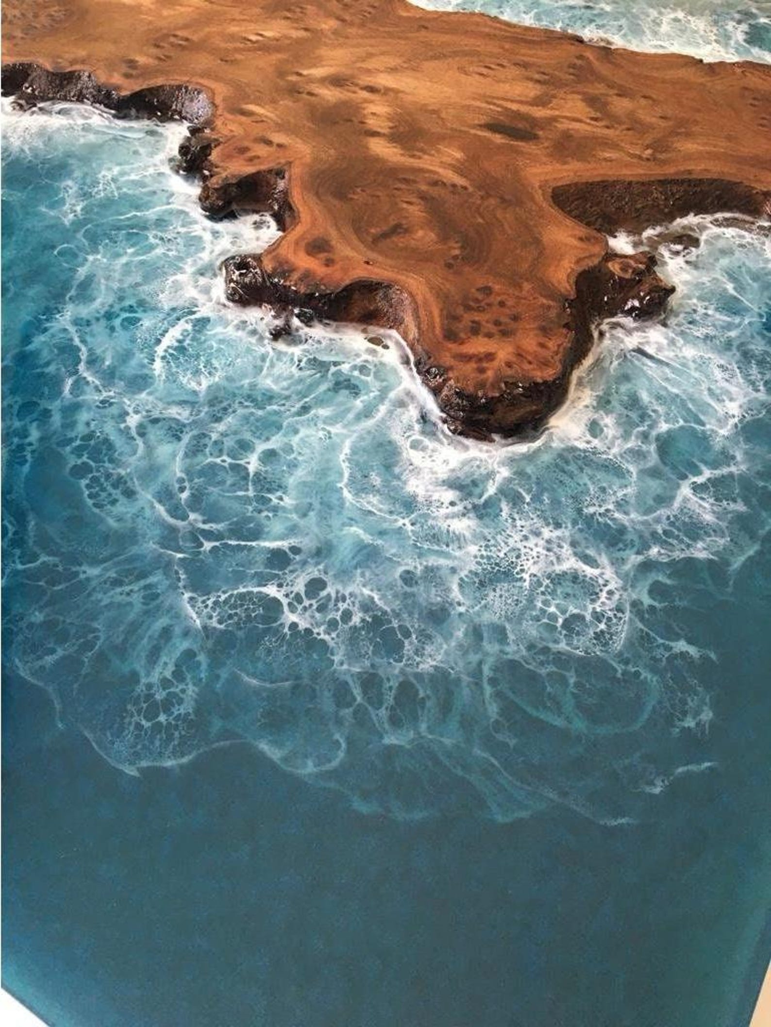 24 Square Ocean Waves Epoxy Resin and Elm Wood Wall Art - Etsy