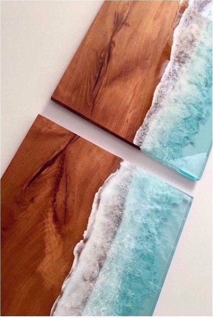 2 Pieces Epoxy Resin and Beech Tree Wood Wall Art - Etsy