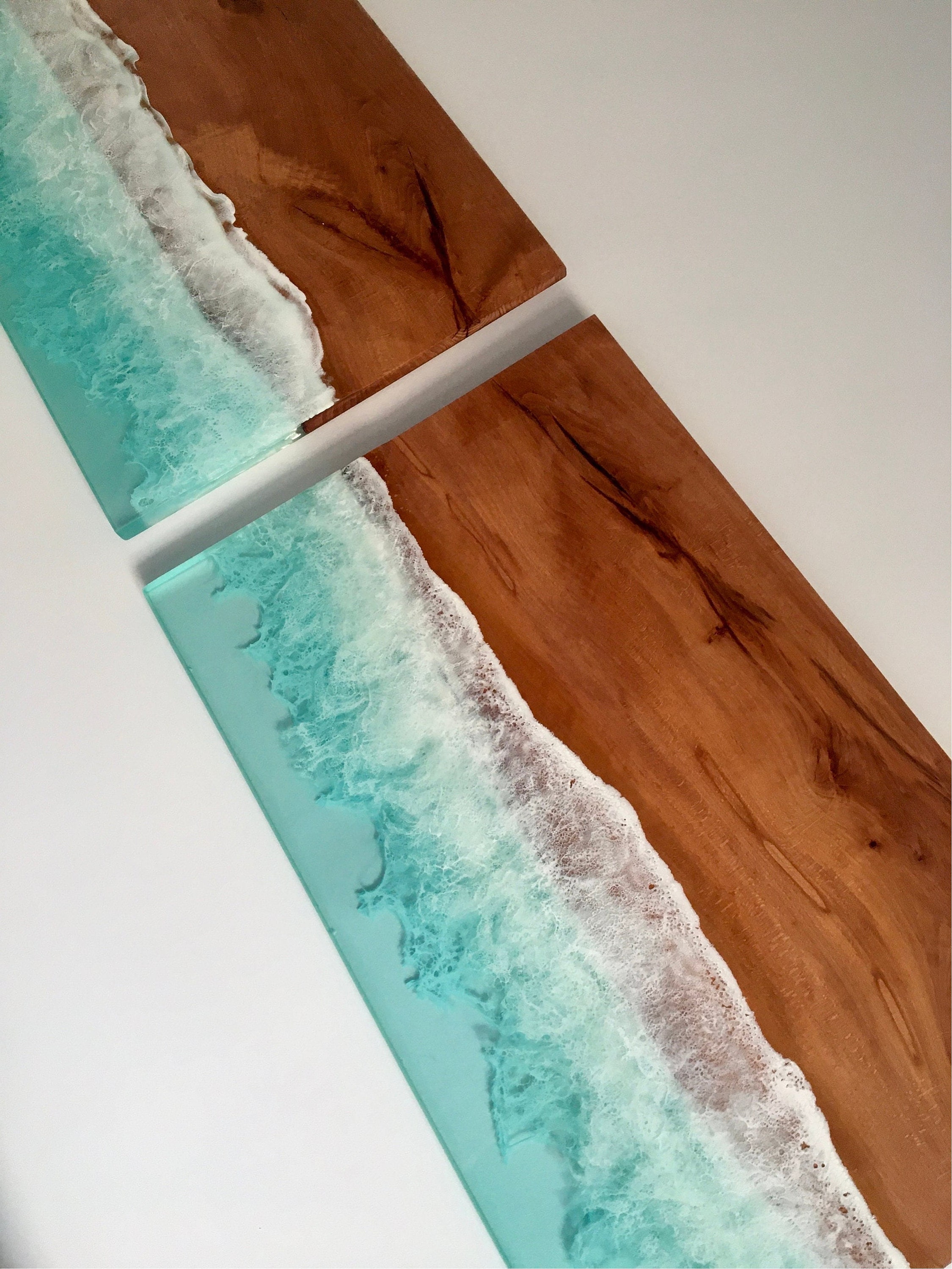 2 Pieces Epoxy Resin and Beech Tree Wood Wall Art - Etsy