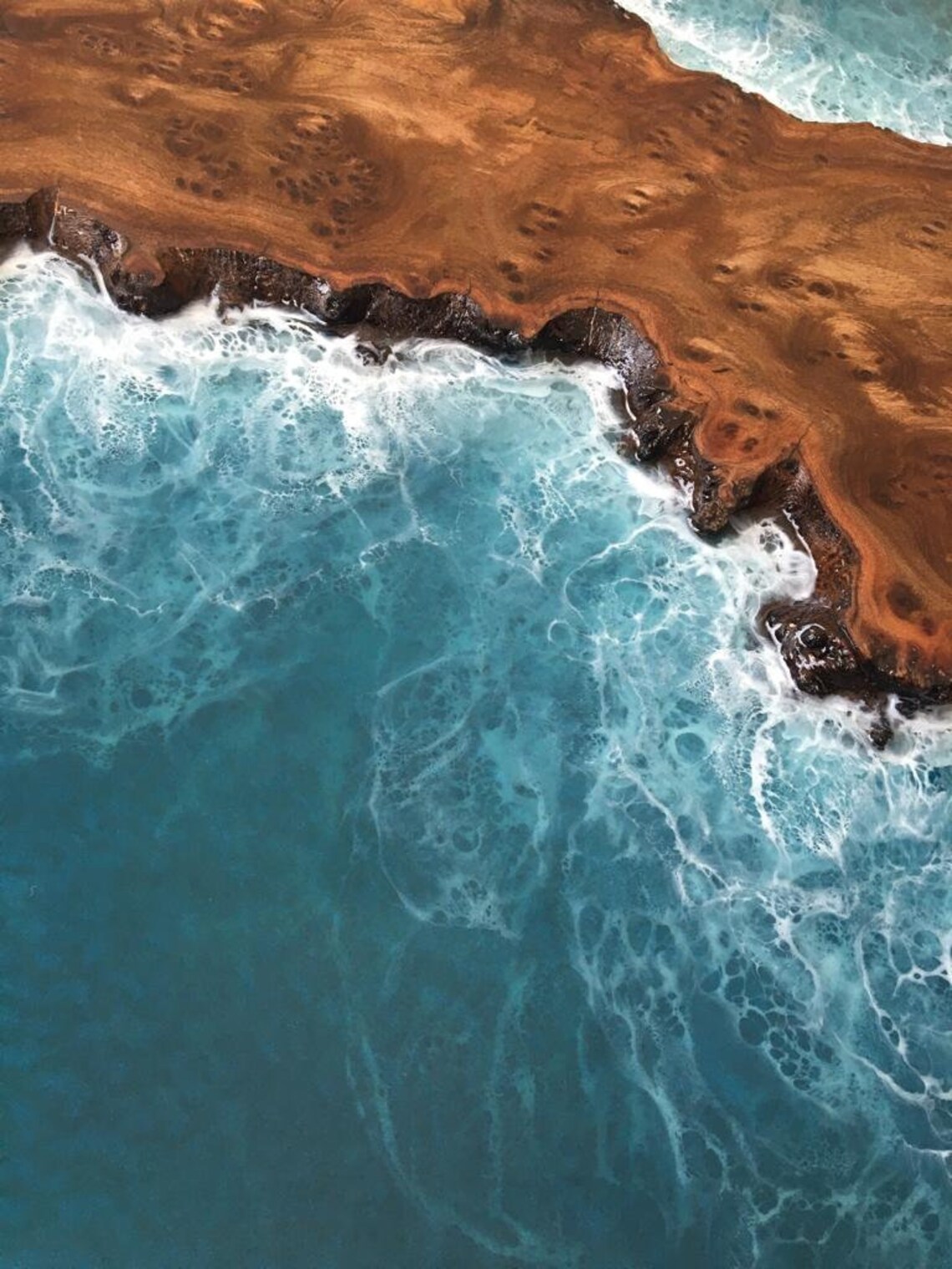 24 Square Ocean Waves Epoxy Resin and Elm Wood Wall Art - Etsy