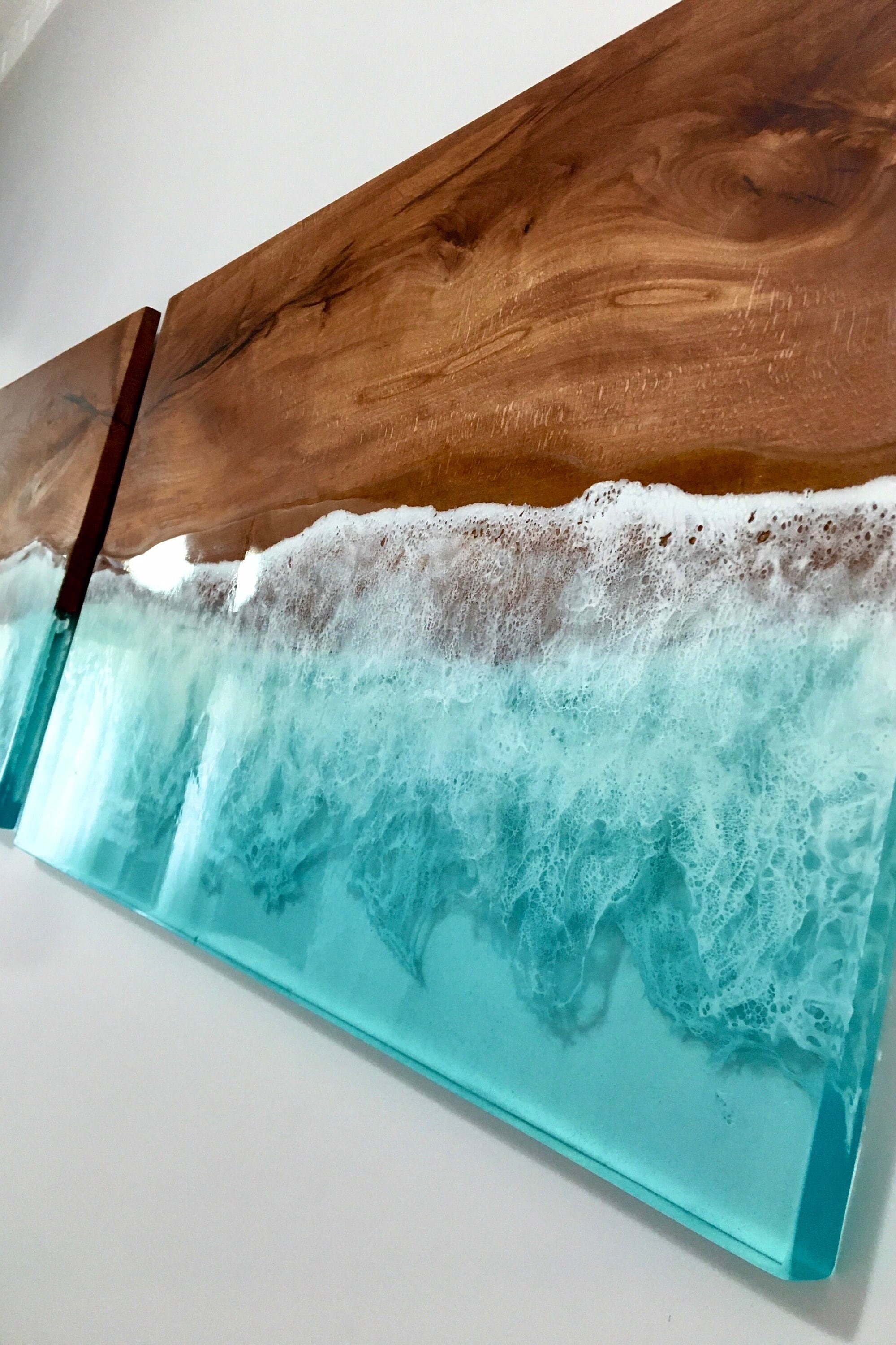2 Pieces Epoxy Resin and Beech Tree Wood Wall Art - Etsy