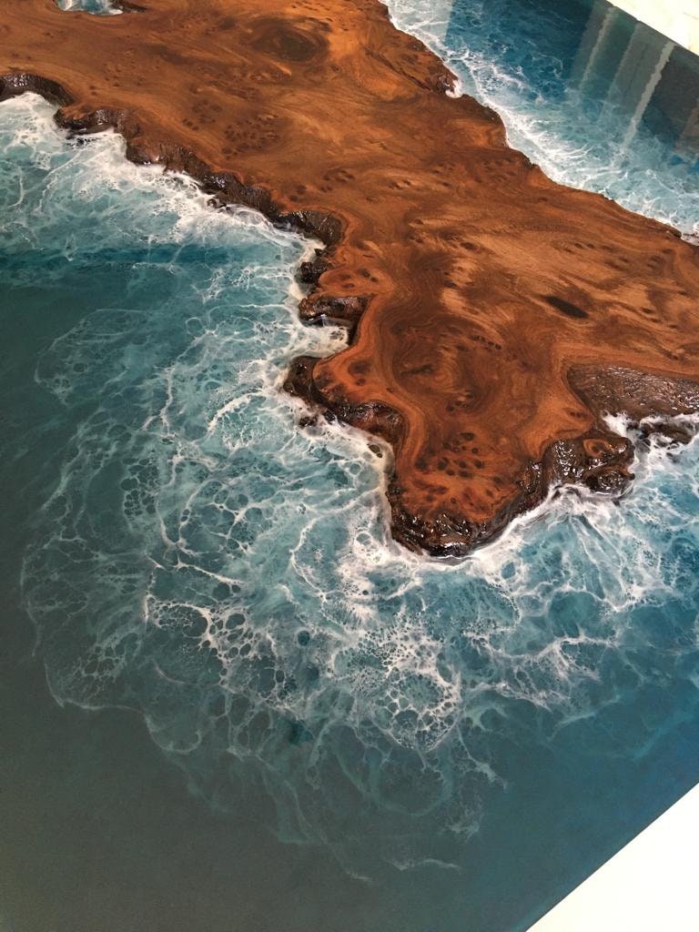 24 Square Ocean Waves Epoxy Resin and Elm Wood Wall Art - Etsy