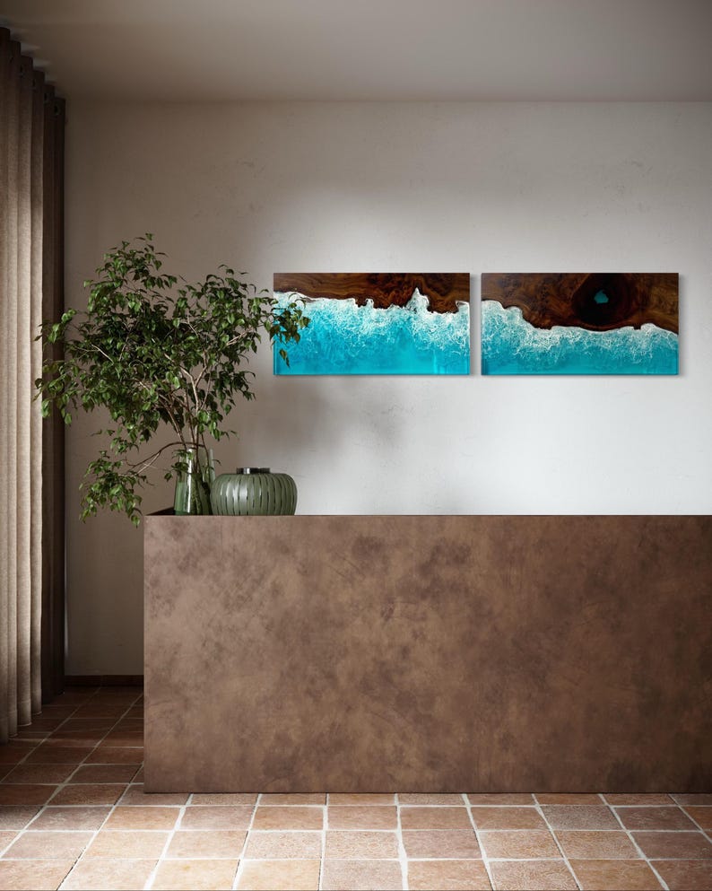 Elm Wood and Epoxy Resin Wall Art - Etsy