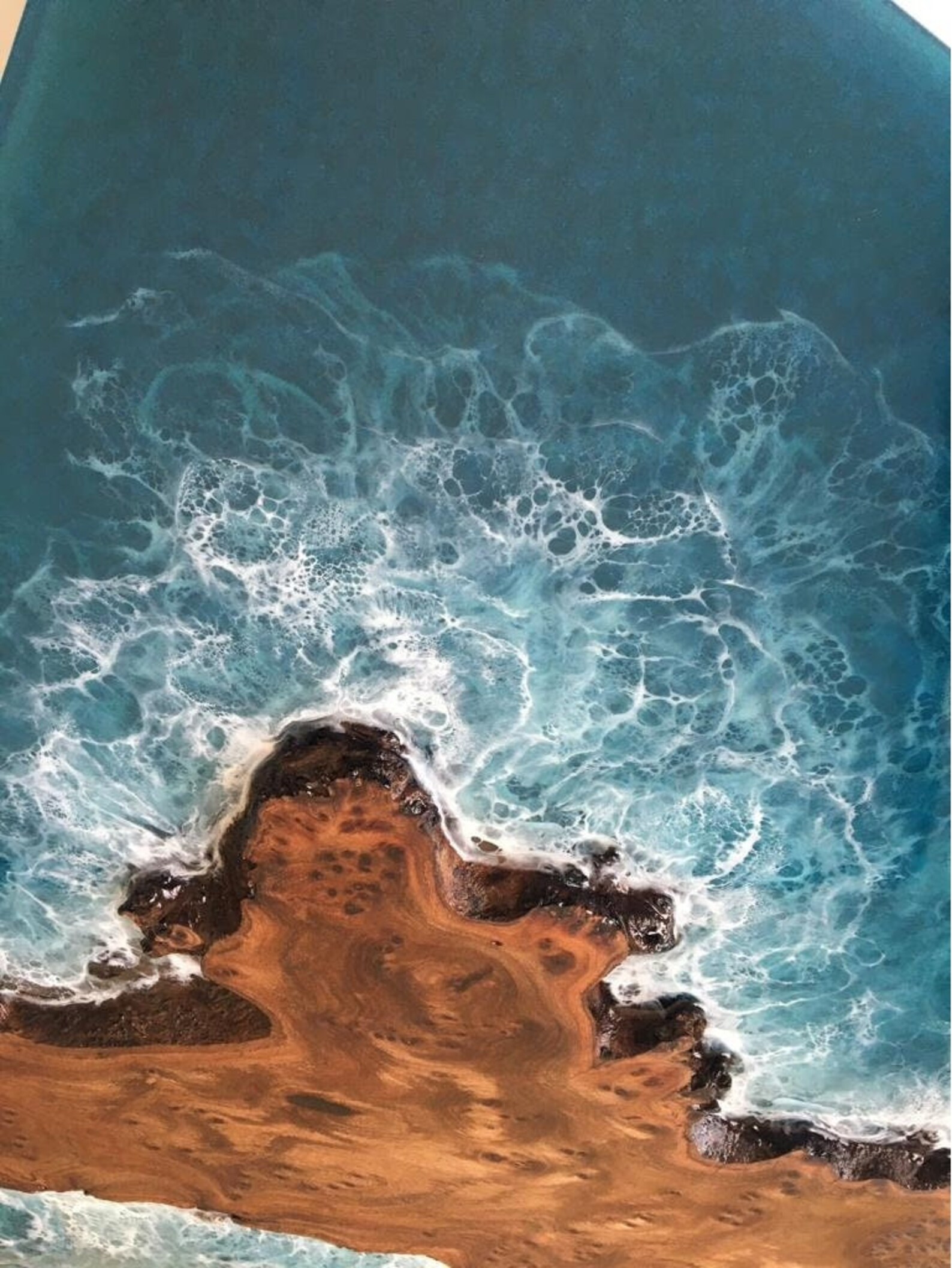 24 Square Ocean Waves Epoxy Resin and Elm Wood Wall Art - Etsy