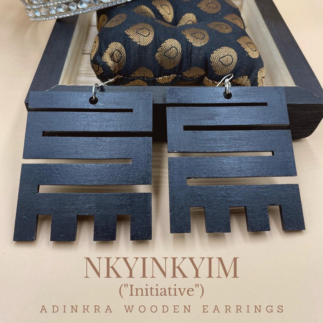 Nkyinkyim Adinkra Earrings – Symbol of Initiative & Transformation - Etsy