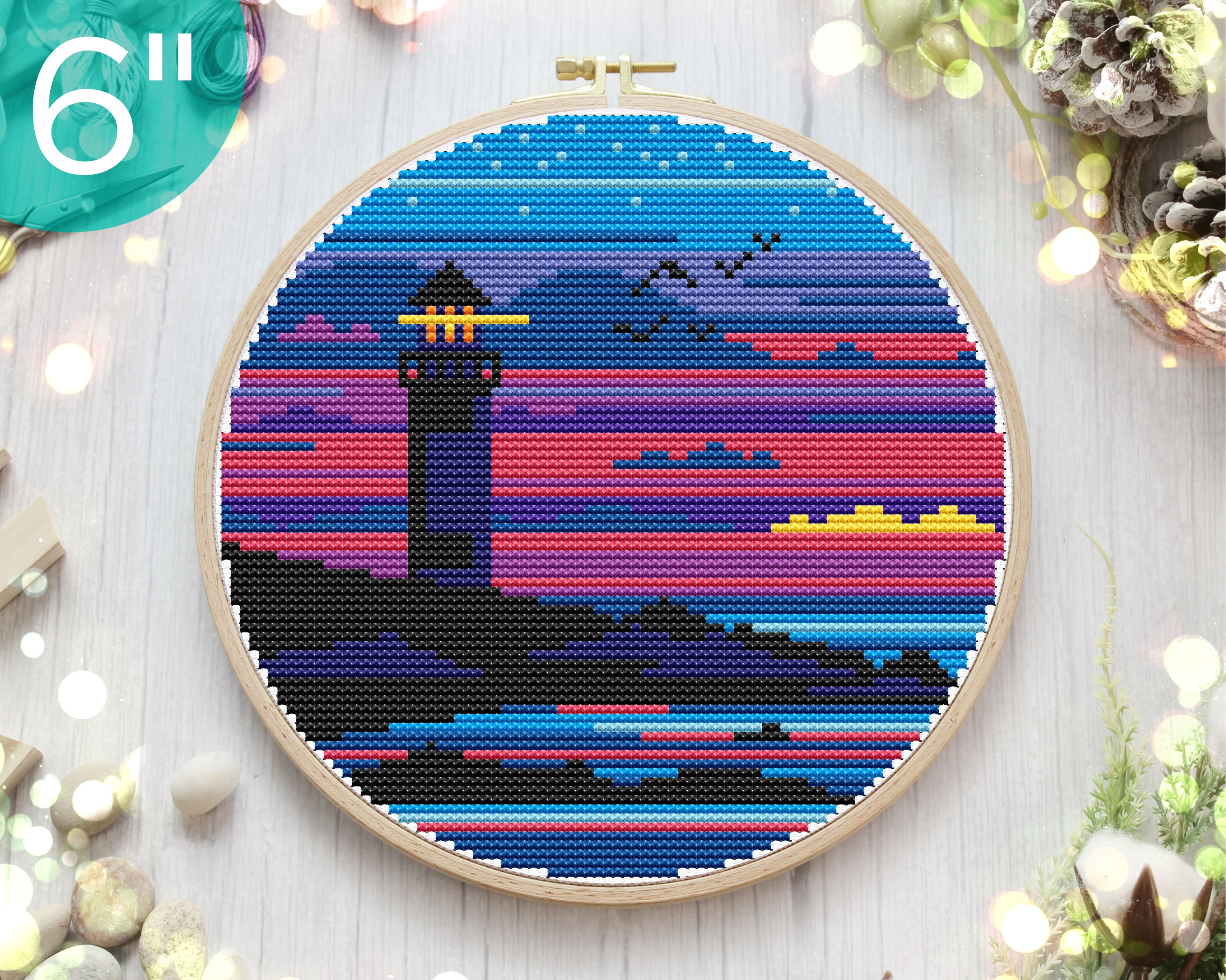 6'' Lighthouse Needlepoint Wall Art PDF Cross Stitch - Etsy