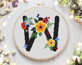 Letter W Embroidery - Etsy