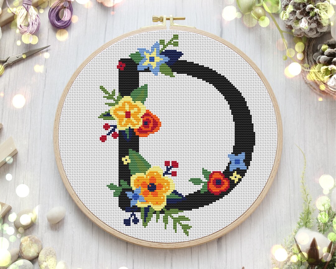 Letter D Hand Embroidery Pattern Modern Cross Stitch Design for DIY ...
