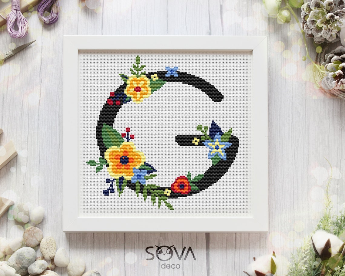 G Letter Cross Stitch Pattern for Beginners Hand Embroidery - Etsy
