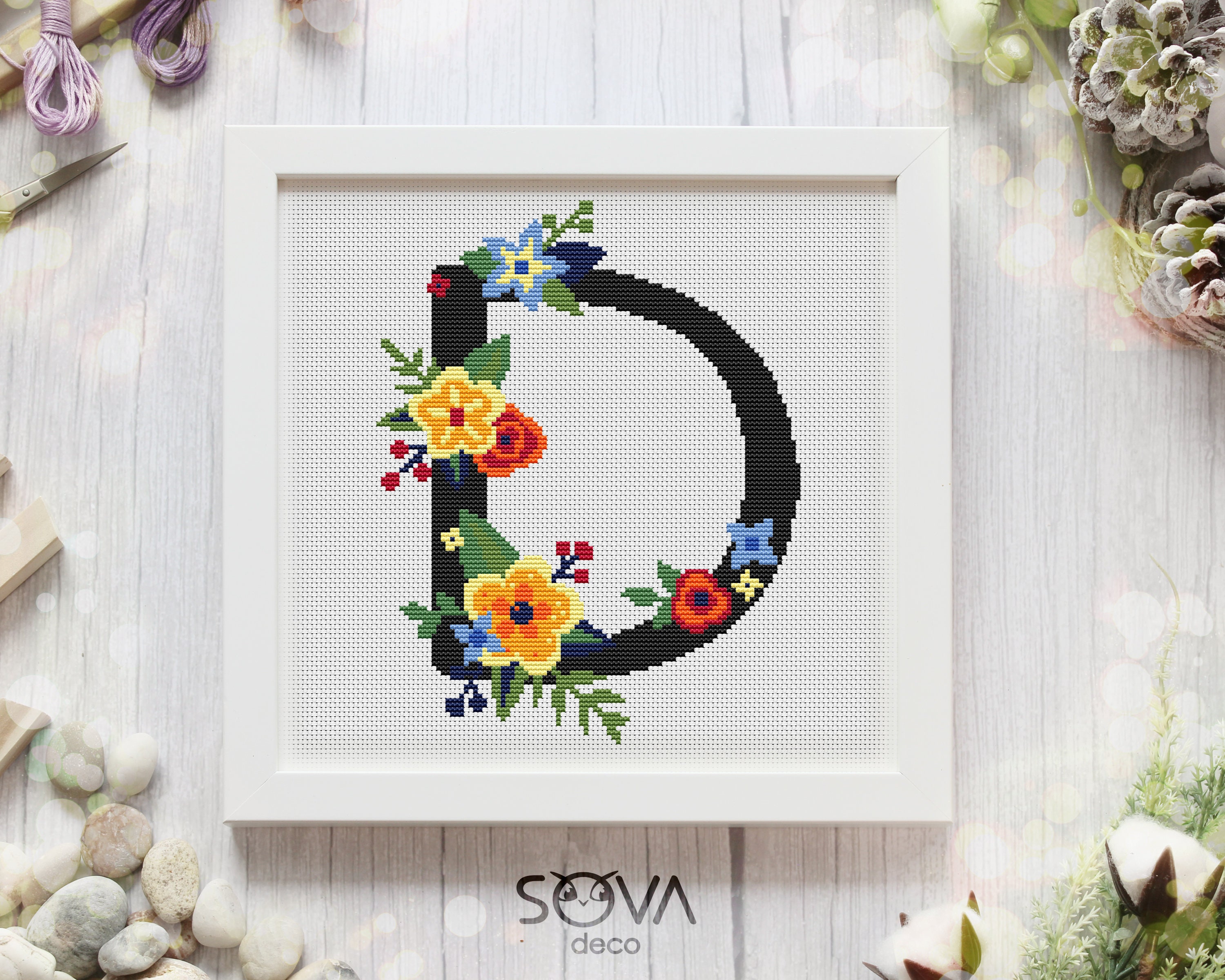 Letter D Hand Embroidery Pattern Modern Cross Stitch Design - Etsy