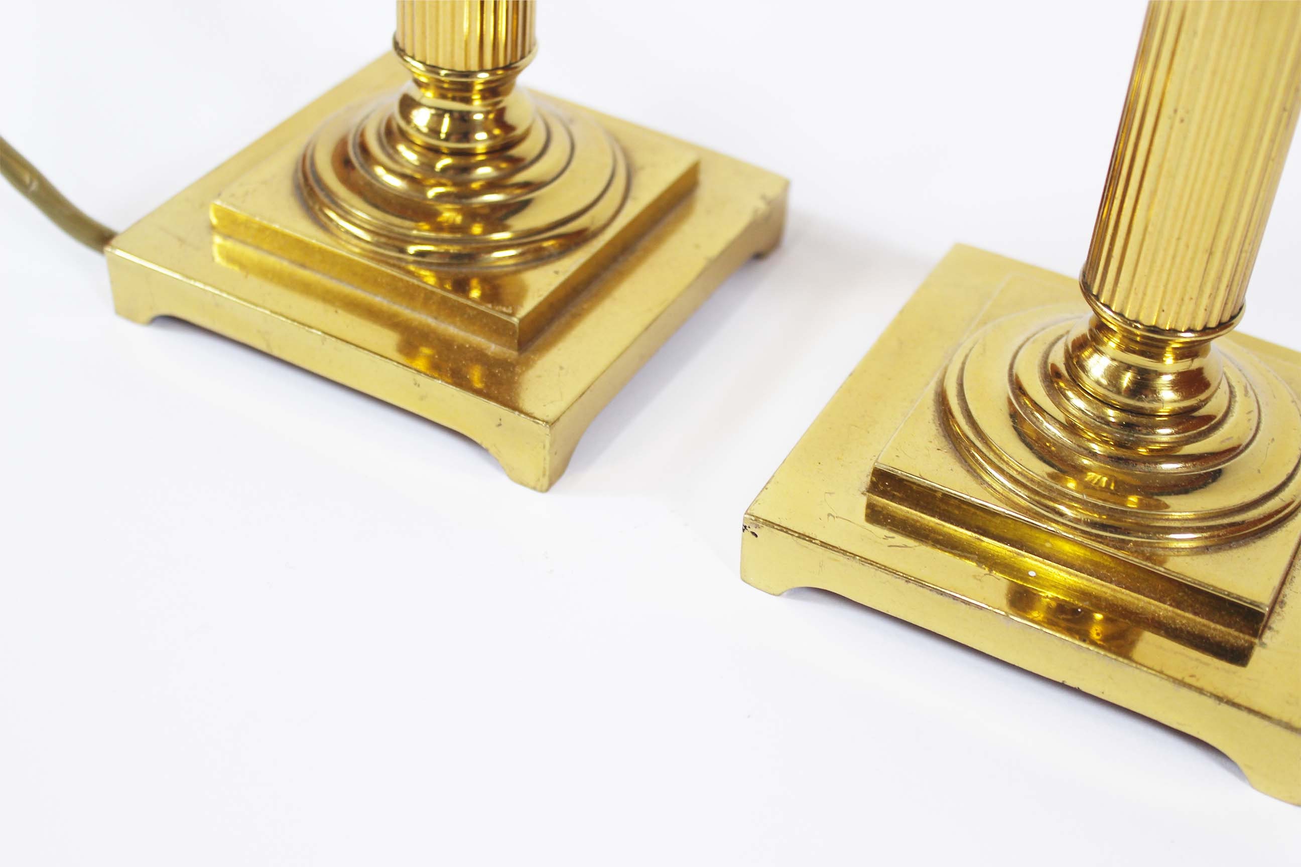 Vintage Pair of Brass Column Table Lamps 1970's - Etsy