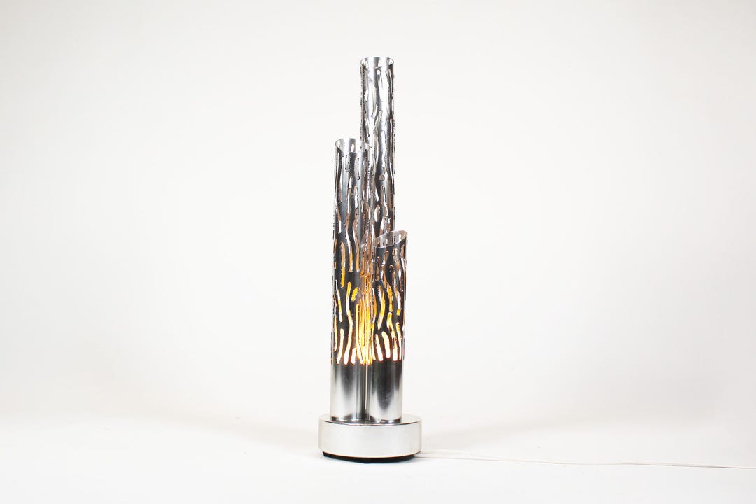 Unique Vintage Torch Cut Brutalist Table Lamp - Etsy