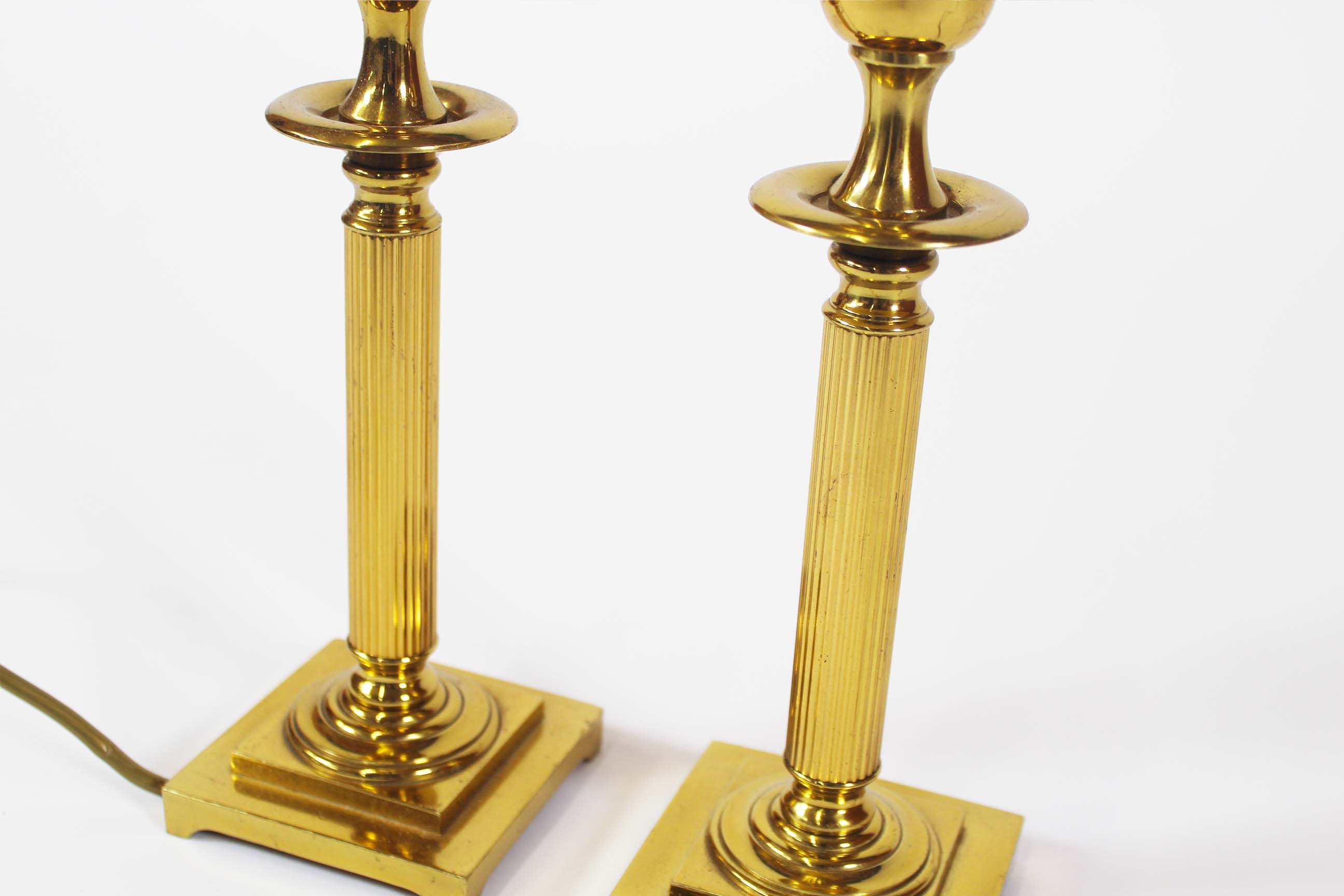 Vintage Pair of Brass Column Table Lamps 1970's - Etsy