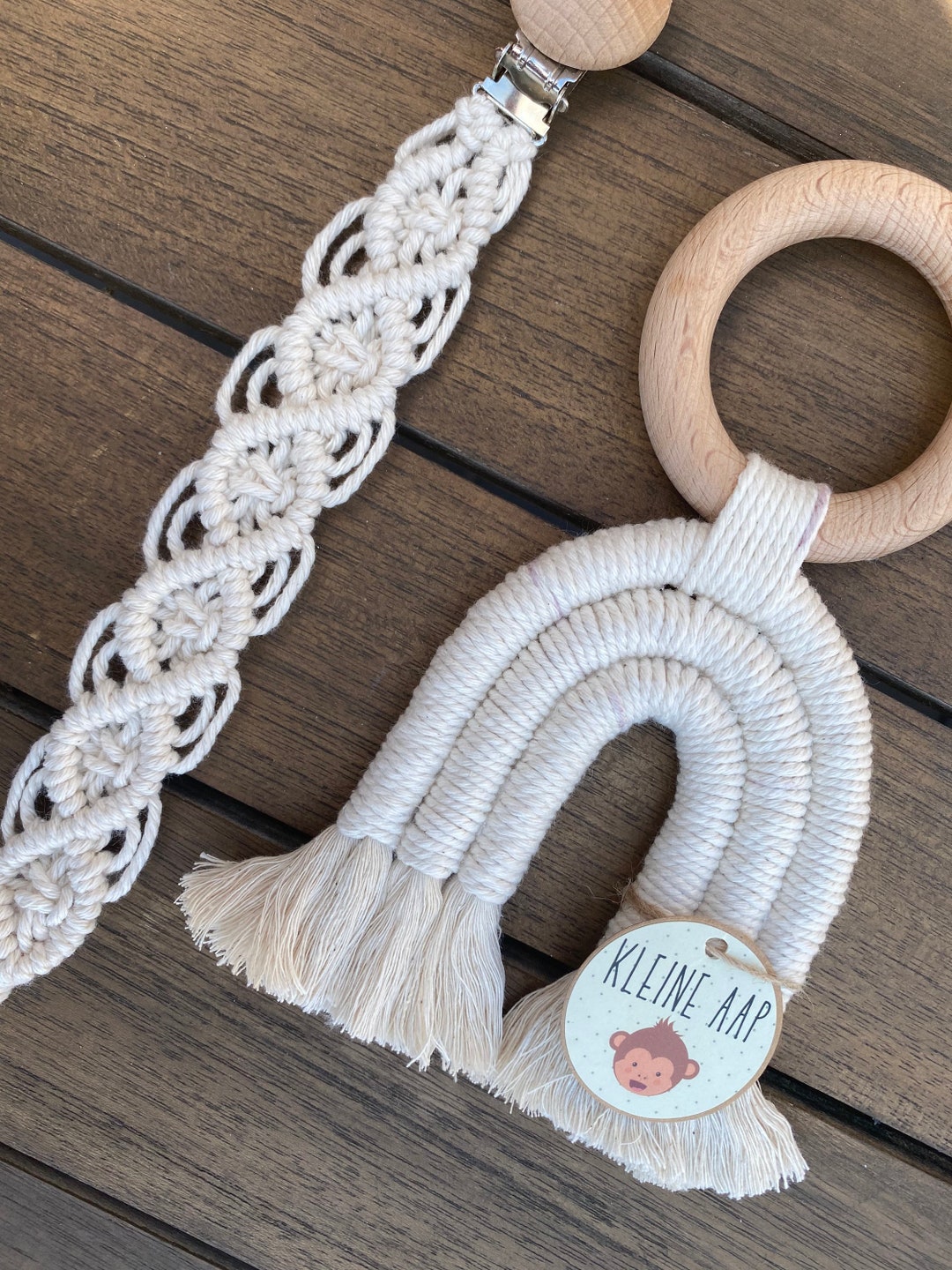Pacifier Cord & Teething Ring Set NATURAL - Etsy
