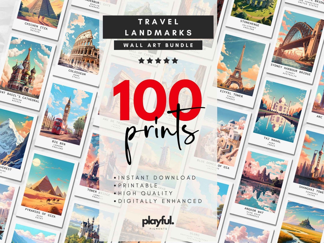 100 Retro Travel Landmarks Posters Vintage Posters Travel Decor Travel ...