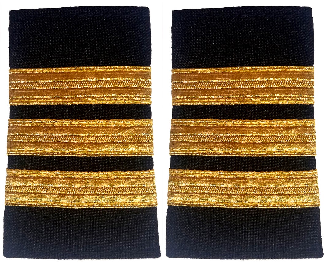 First Officer Three Bar Gold Stripes Epaulettes Pilot - Etsy