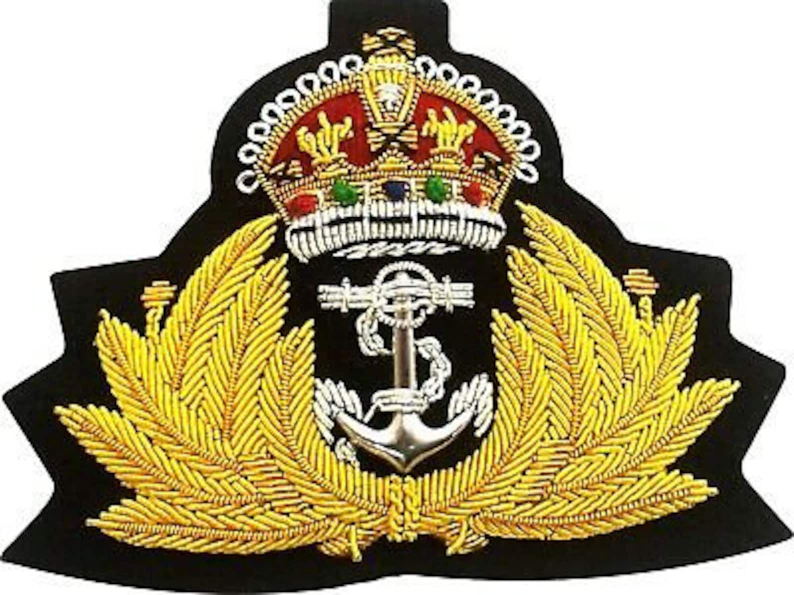 Royal Navy Cap Badge Naval King Crown Handmade Bullion Gold - Etsy UK