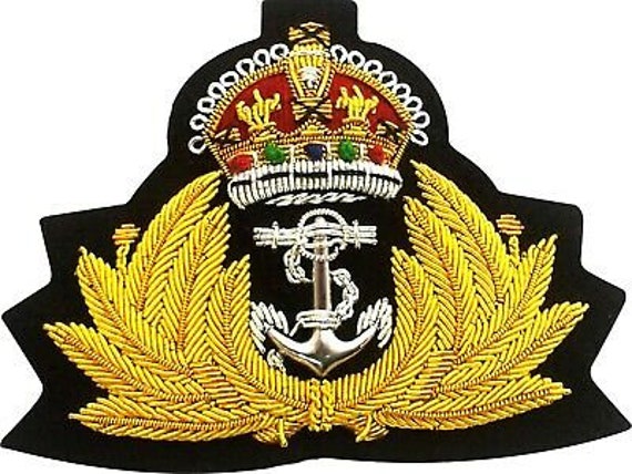 Royal Navy Cap Badge Naval King Crown Handmade Bullion Gold | Etsy UK