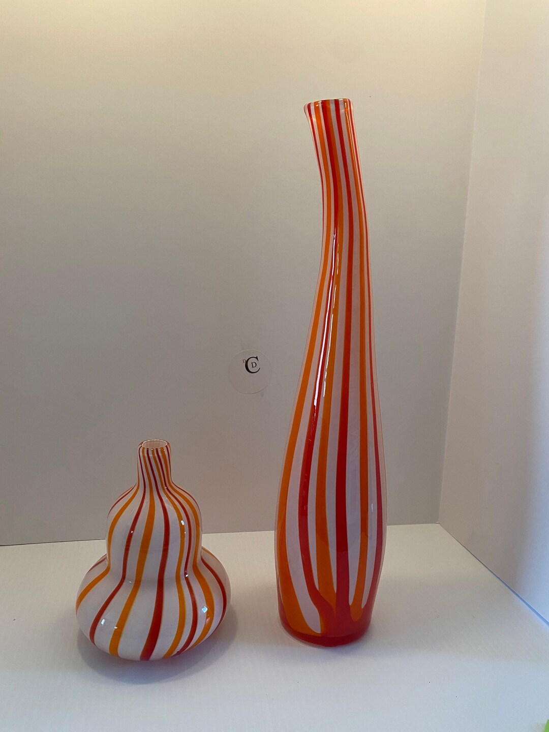 17. Vintage Red & Orange Striped Vases - Etsy