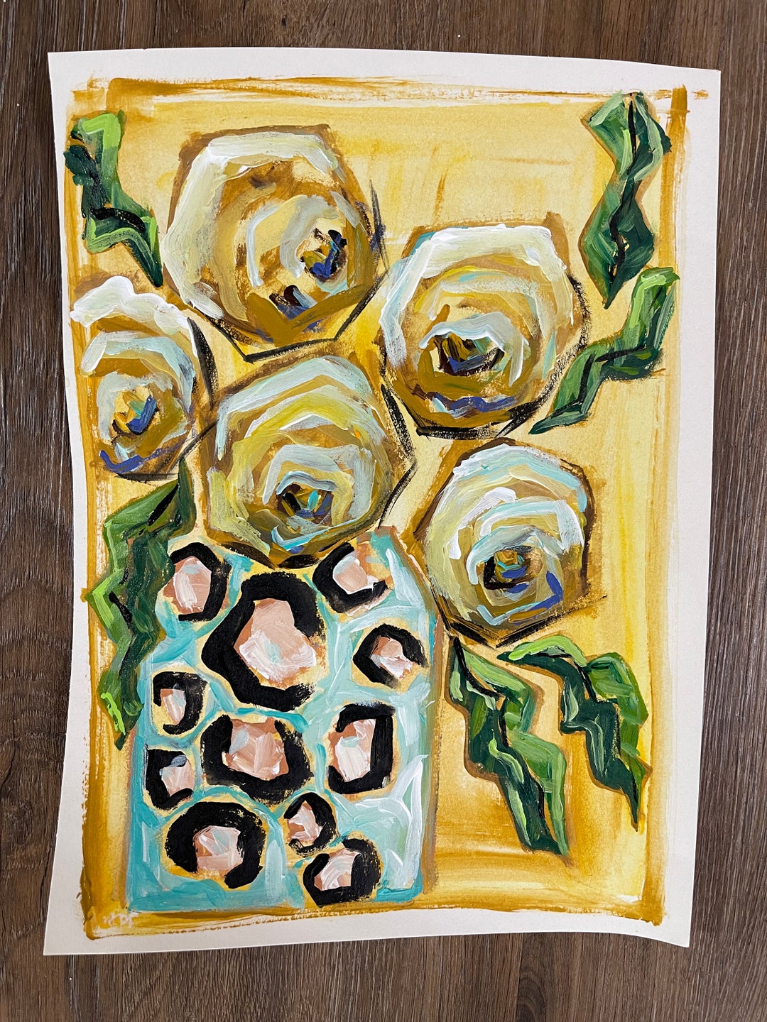 Leopard and Roses - Etsy