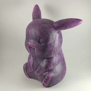 Pikachu Pokémon Concrete Statue - Home or Garden Décor - Pink and Black ...