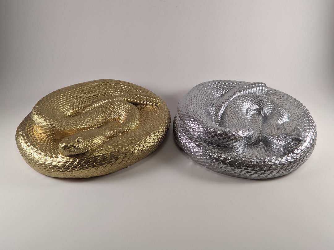 Snake Statues Set of 2 (gold, Silver, Black) - Home or Office Decor ...