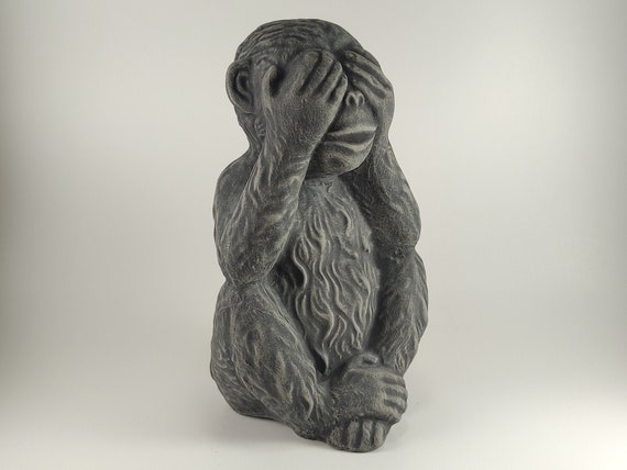 Cute Monkey Concrete Statue Free Shipping Home or Garden - Etsy