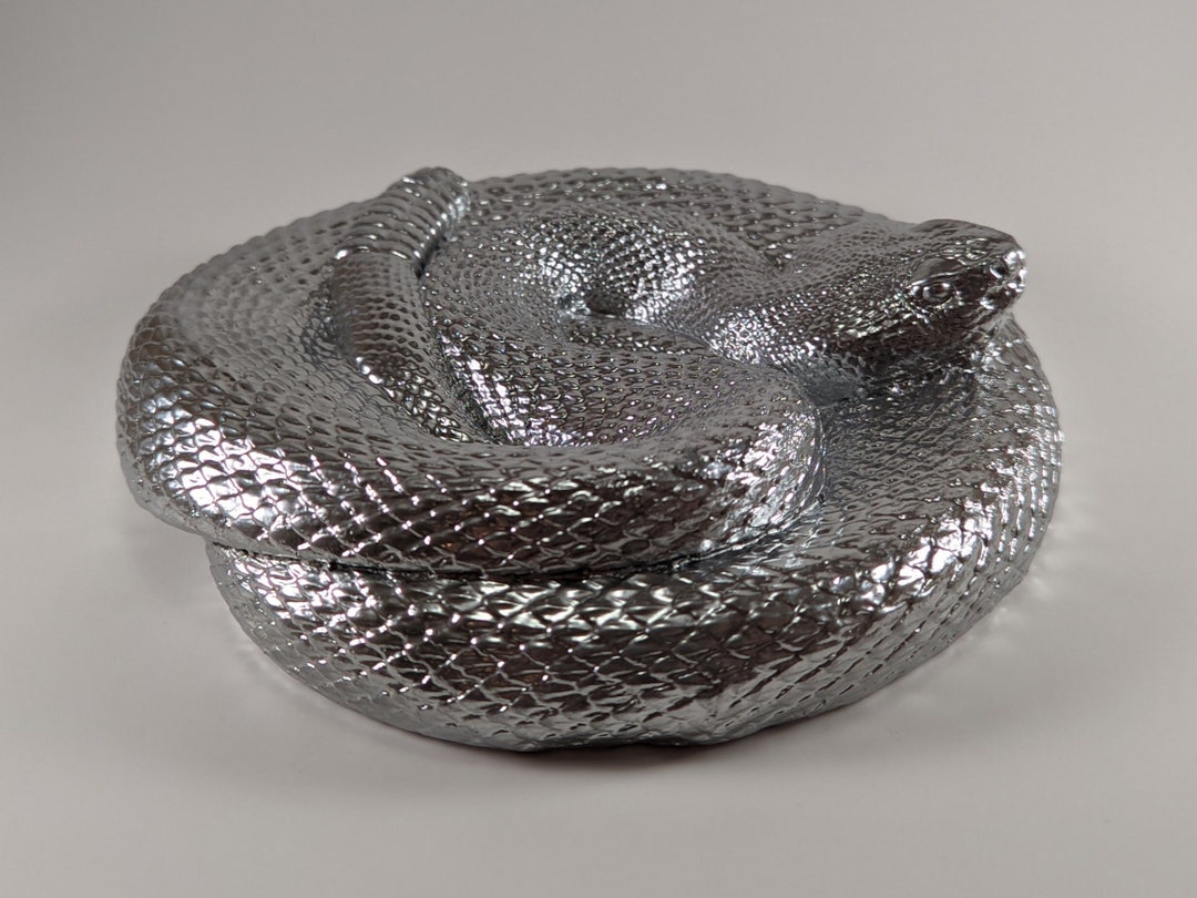 Silver Snake Statue - Home or Office Decor, Light Cement Statue, Modern ...