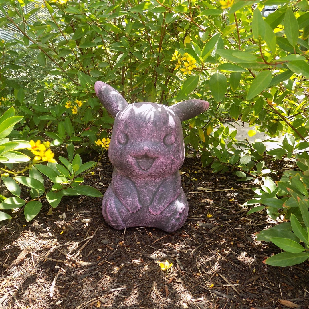 Pikachu Pokémon Concrete Statue - Home or Garden Décor - Pink and Black ...