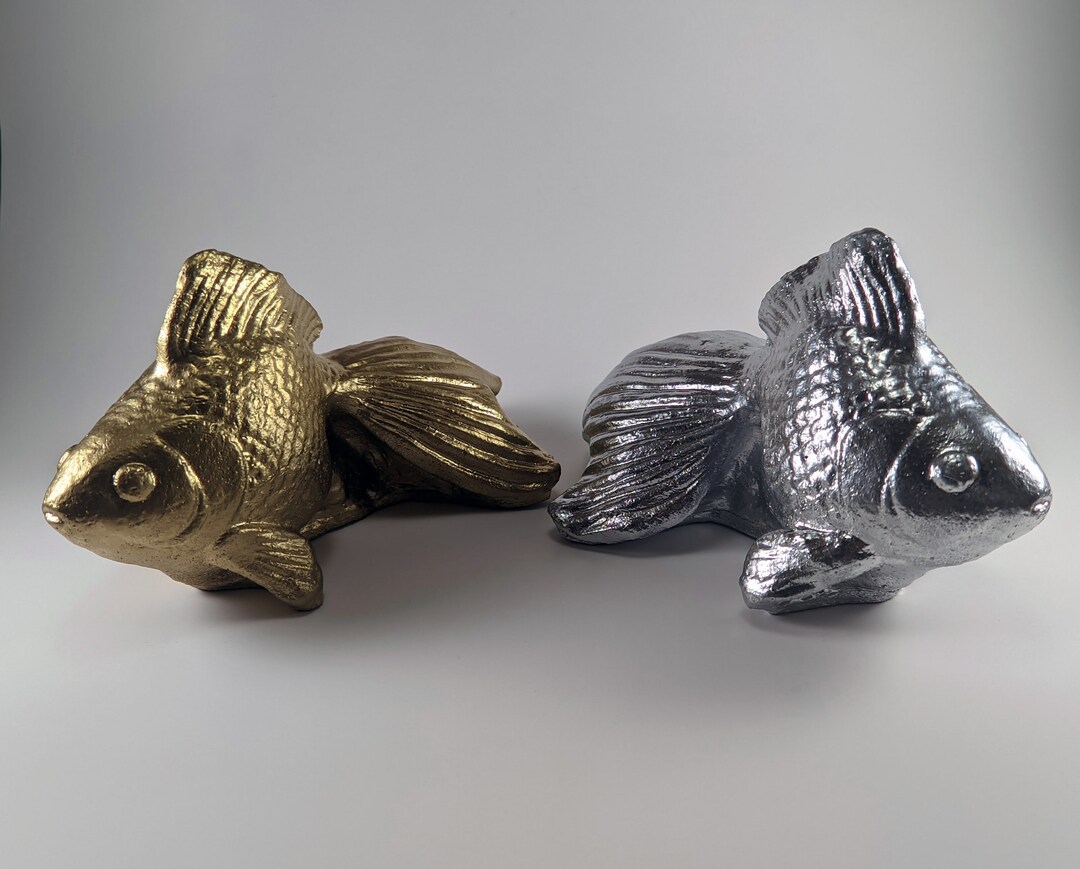 Nishikigoi Koi Fish Concrete Statue Set of 2 - Home or Office Decor ...