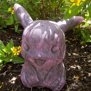 Pikachu Pokémon Concrete Statue - Home or Garden Décor - Pink and Black ...