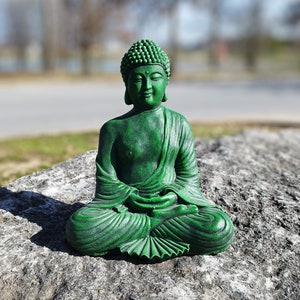 Meditation Buddha Concrete Statue - Forest Green - Home or Garden Decor ...