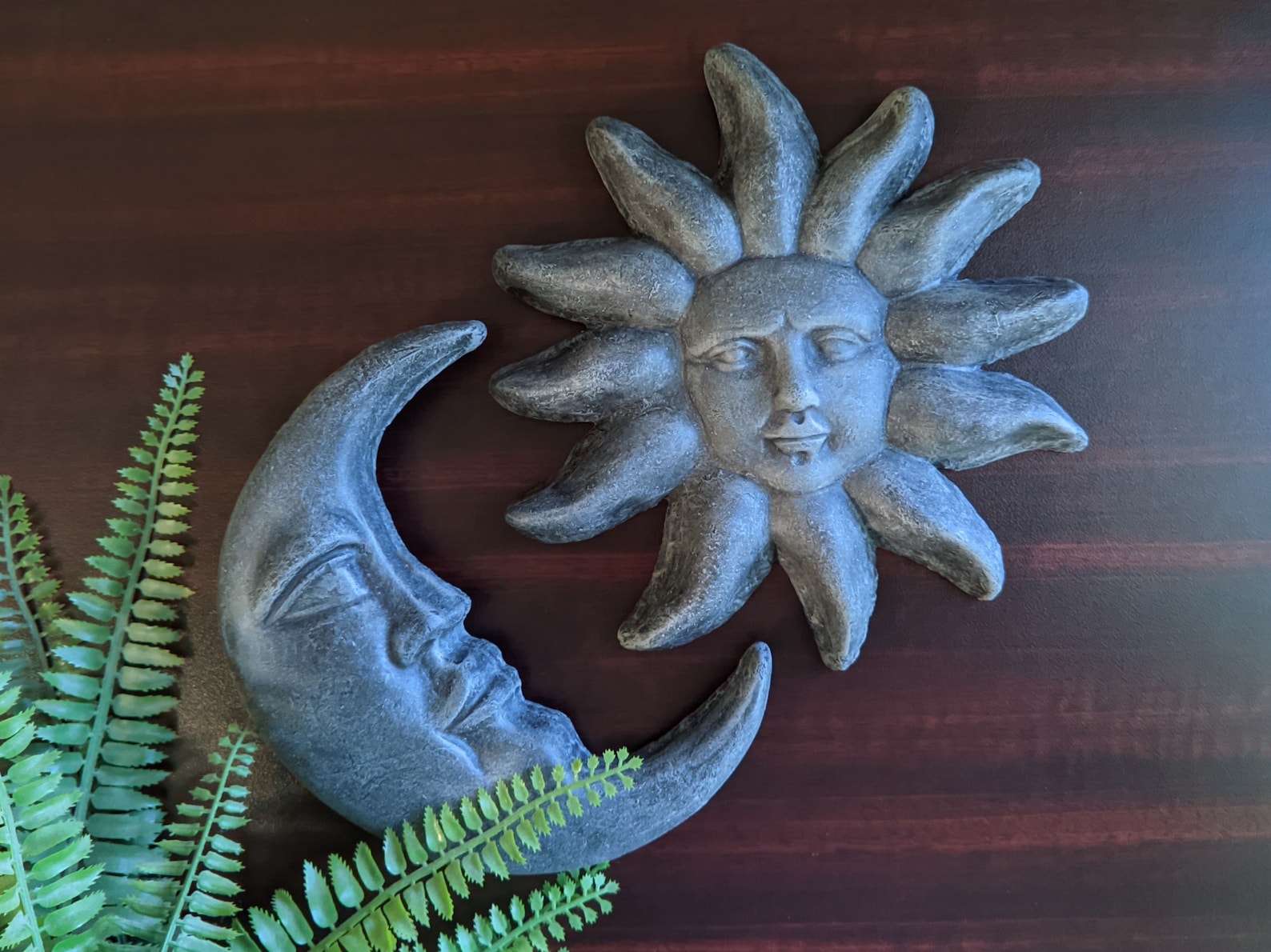 Sun and Moon Celestial Face Hanging Statues - Wall Accent Art Sculpture ...