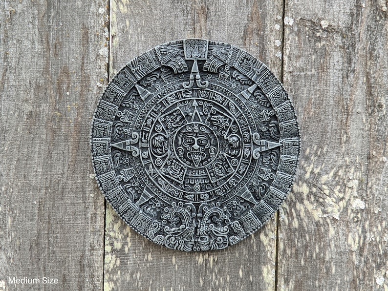 Aztec Calendar - Obsidian/stone Gray Finish - Wall Decor With Wire for ...