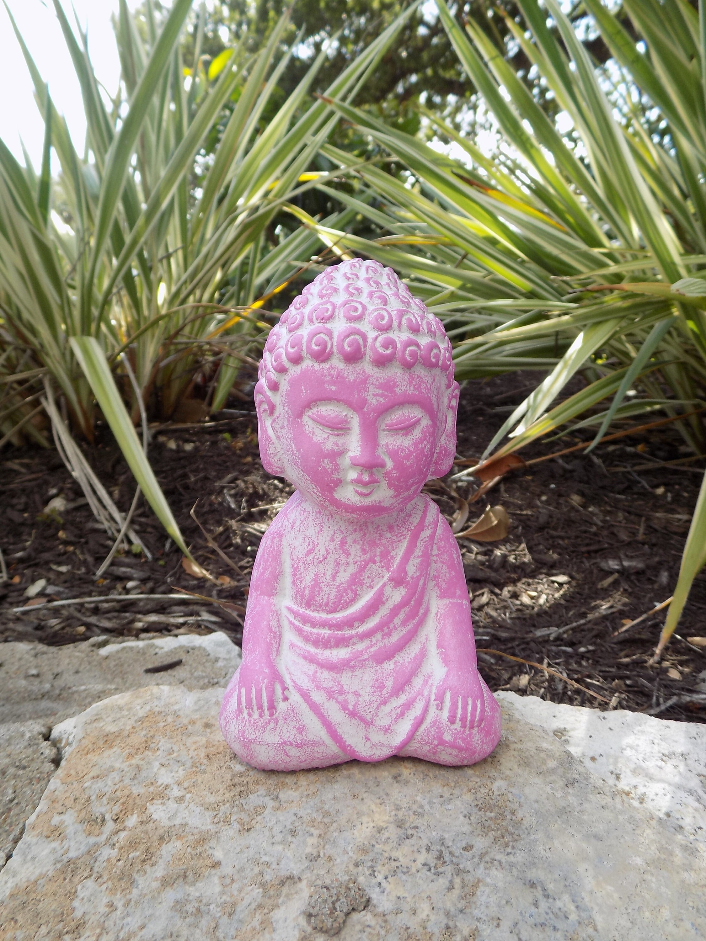 Pink Lotus Mini Concrete Buddha Set of 4 Home or Garden - Etsy
