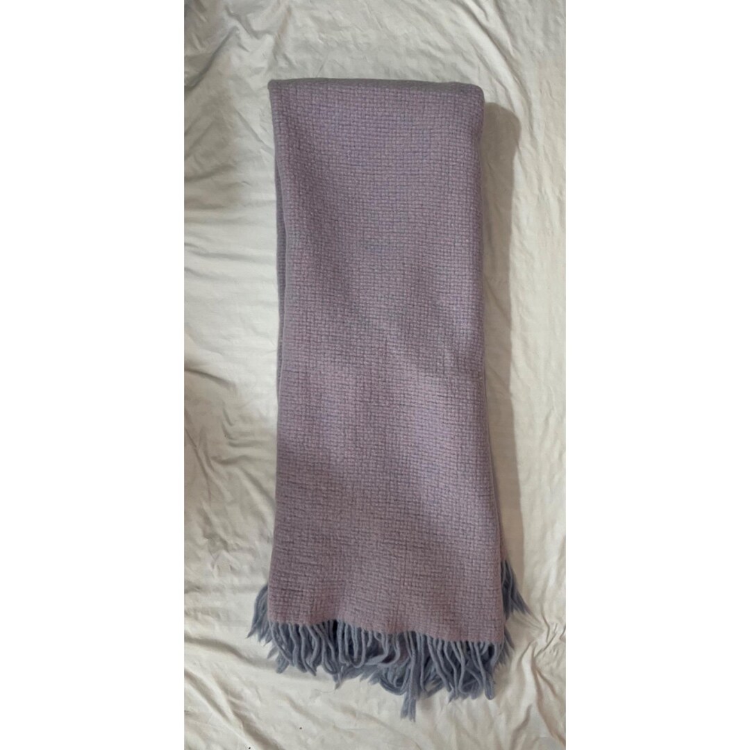 VTG Woolmark Pure New Wool Blanket Lavender Blue 77” X 53” Fringe Throw ...