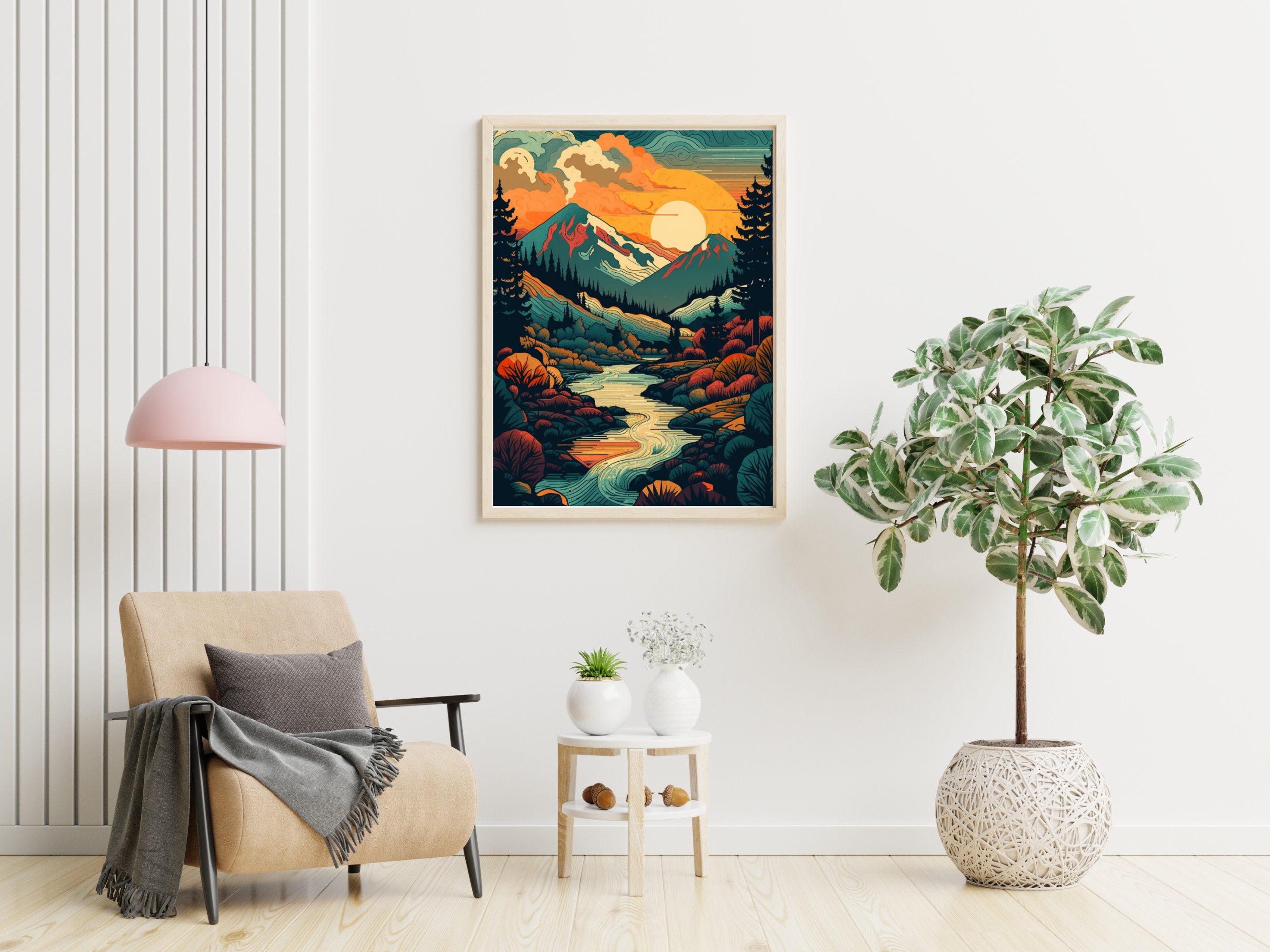 Boho Landscape Art Bohemian Printable Wall Art Modern Boho Print ...