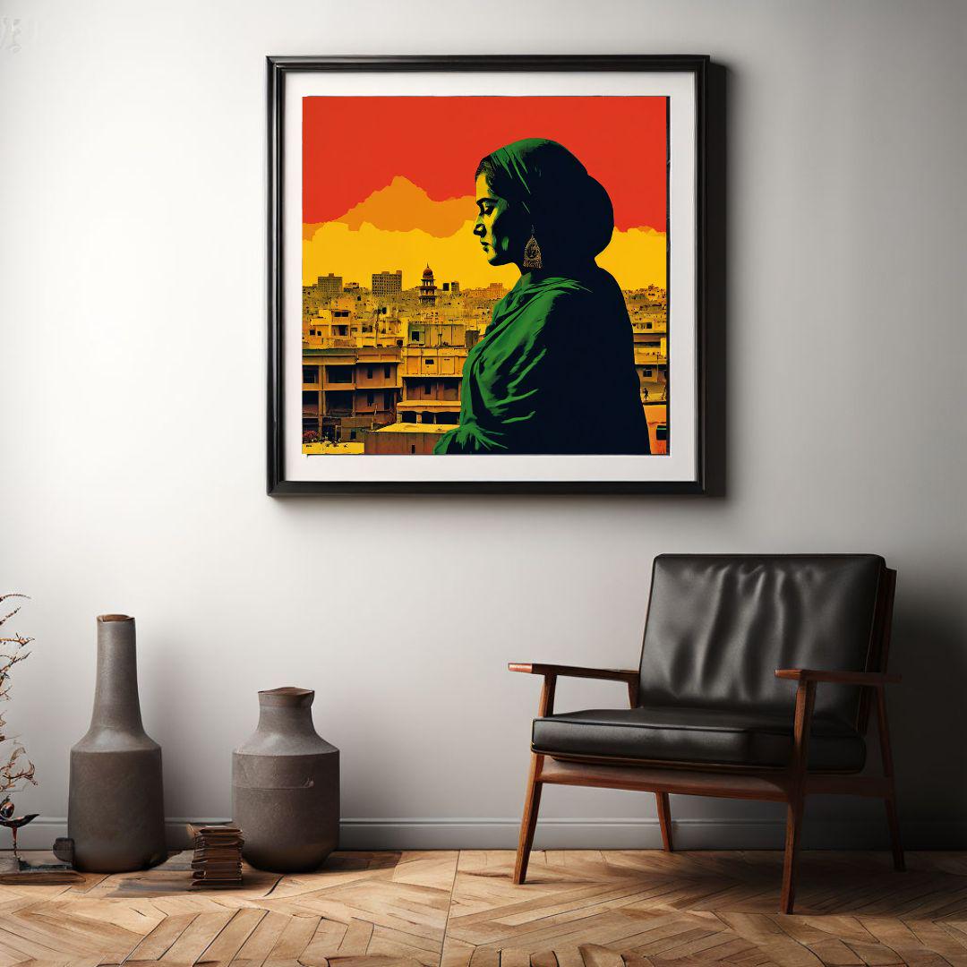 Abstract Indian Woman Printable Art Collage Art Bold Colours Unique ...