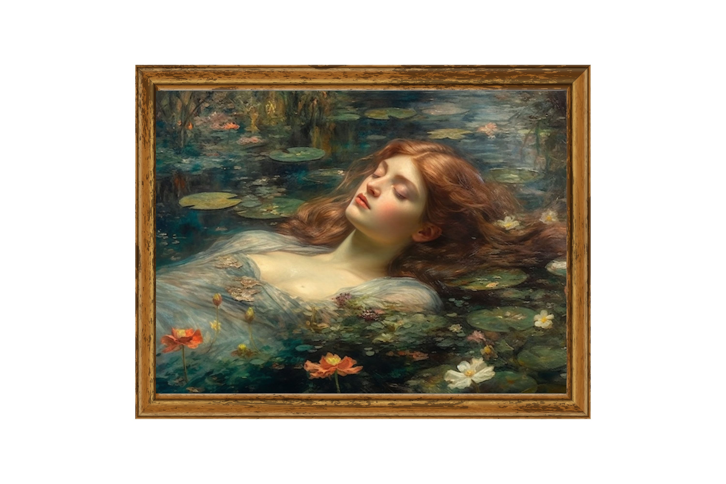 Ophelia John Everett Millais Art Print Woman Portrait British Landscape ...