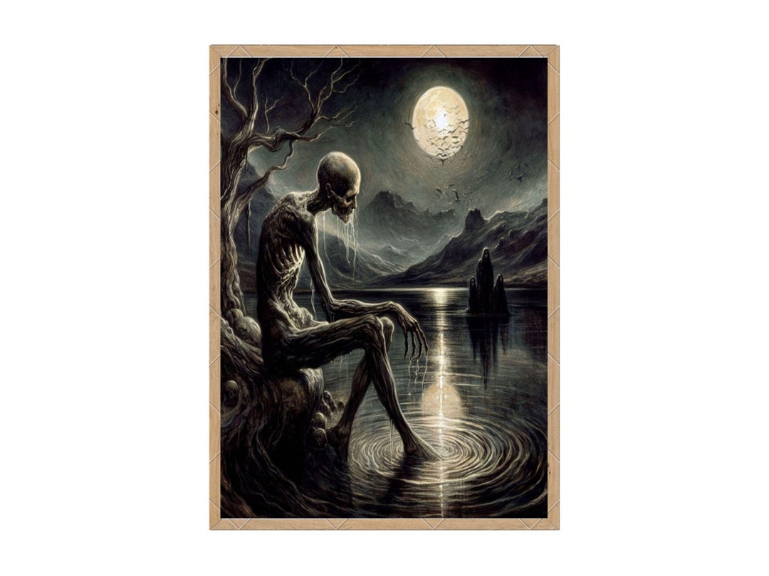 Surreal Salvador Dali Inspired Art Abstract Moon Over the Lake ...