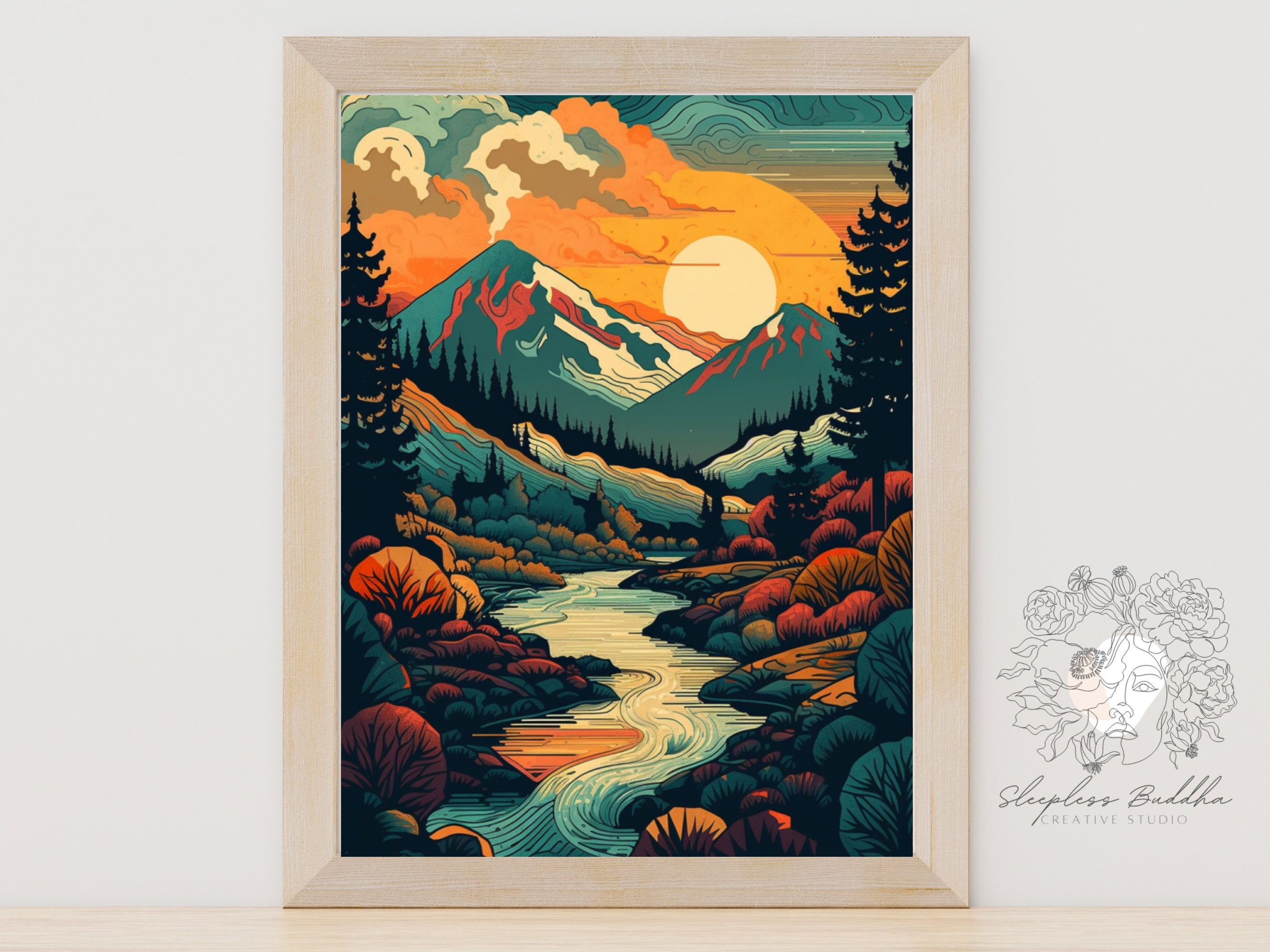 Boho Landscape Art Bohemian Printable Wall Art Modern Boho Print ...